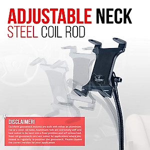 Tackform Gooseneck Tablet Mount for Car and Truck Industrial 28 Inch Steel Coil Gooseneck Seat Rail Device Holder for Taxi, Van, Vehicle. Compatible with iPad, Galaxy, Surface Pro