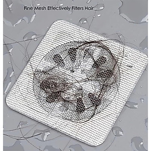 JUNYINUO 4"" X 4"" Disposable Square Shower Drain Hair Catcher, Drain Hair Catcher,Flat Shower Drain Cover Mesh Stickers, Bathroom, Laundry, Bathtub, Kitchen, Sink for Human and Pet Hair 200PCS, Gray