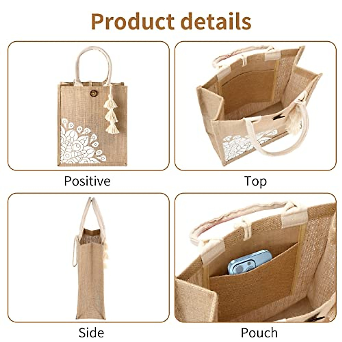 itgowisa Small Tote Bag for Women, Waterproof Beach Bag, Foldable Book Tote, Cute Reusable Grocery Bag, Gifts Basket for Her
