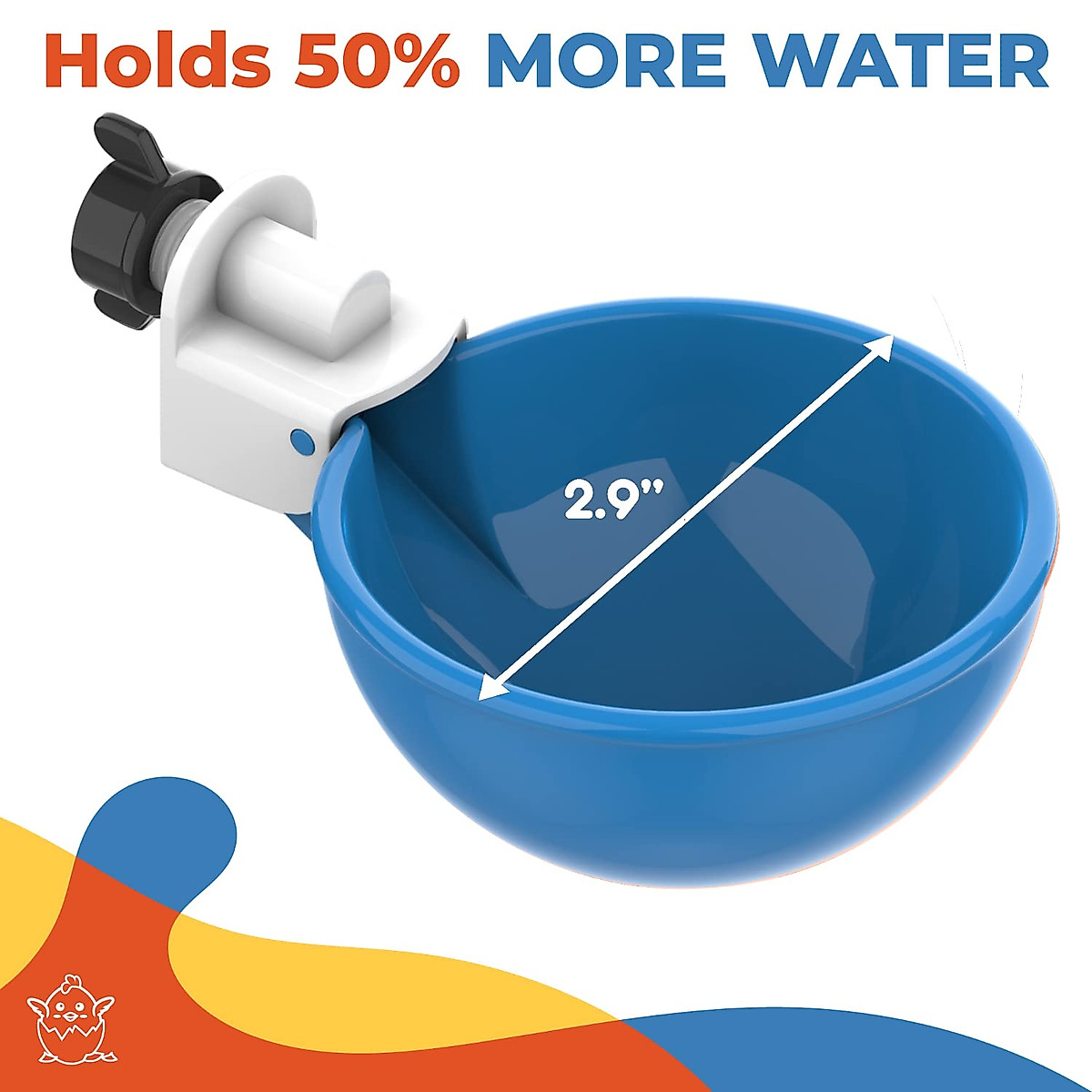 Lil Clucker - Blue Large Automatic Chicken Waterer Cups Suitable for Ducks, Geese, Turkeys, and Bunny Rabbit - Water Feeder Kit - Poultry Waterer - Pack of 5