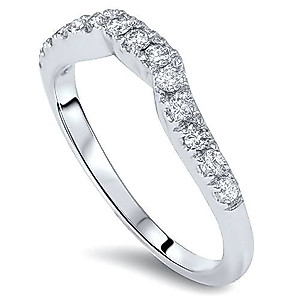 P3 POMPEII3 14K White Gold 3/8ct Diamond Wedding Anniversary Curved Guard Ring - Size 5.5