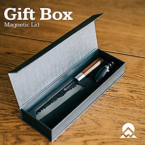 Evergreen 8” Professional Classic Chef Knife, Stainless Steel, Great for Paring, Dicing, Cutting with Octagon Wood Handle, Blade Sharpener and Gift Box