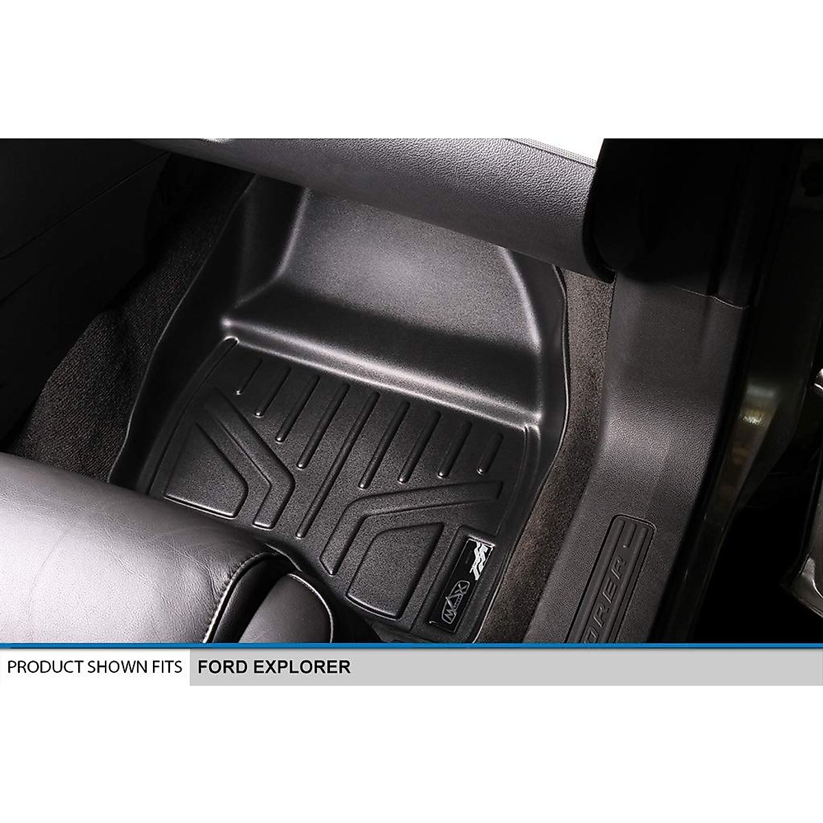 SMARTLINER Custom Fit Floor Mats 2 Row Liner Set Black for 2017-2019 Ford Explorer Without 2nd Row Center Console