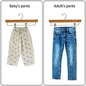 Tosnail 12 Pack Wooden Pants Skirt Hangers with Adjustable Clips, Solid Wood Jeans Hangers with Chromed Swivel Hook, Trouser Hanger for Men and Women's Clothing Closet Organizer