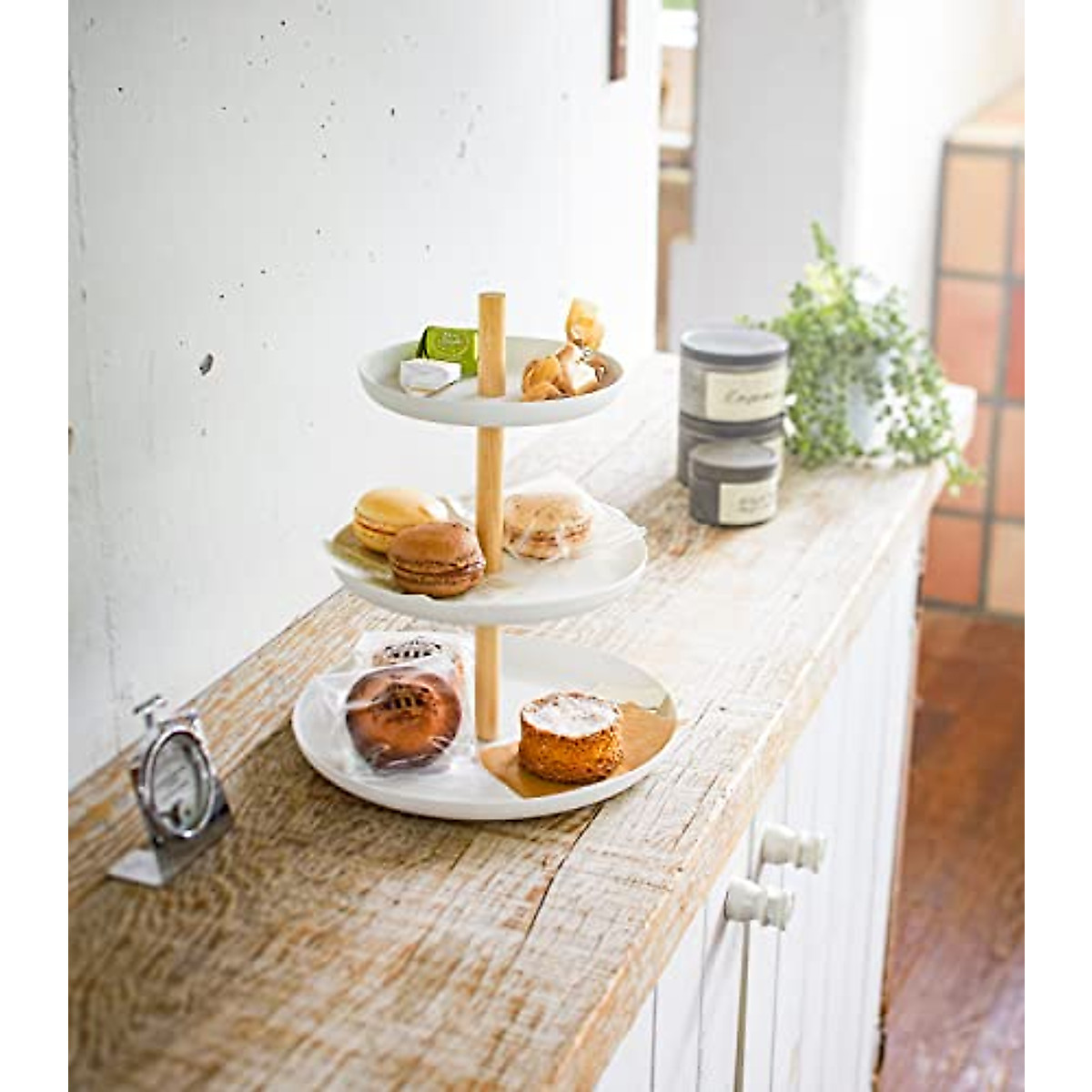 Yamazaki Home 3-Tier Food Serving Stand - Appetizer & Dessert Tray Party Organizer