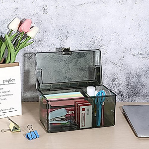 BTSKY Multipurpose Plastic Storage Box with Top Handle & Latch Lock- Portable Storage Box Sewing Box, Tool Box with 2 Removable Grids and Anti-slip Feet for Organizing Art Craft Supplies, Cosmetics, Stationary Supplies(Clear Green)