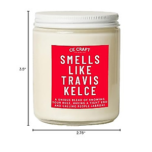 CE Craft Smells Like Travis Kelce Candle - Football Themed Candle, Gift for Kelce Fan, Gift for Her, Celebrity Prayer Candle, Gift for Him, Her (Iced Vanilla Woods)