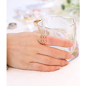 MYNENEY Stainless Steel Braided Wrap Wave Stacking Promise Statement Cocktail Party Ring (Gold, 10)
