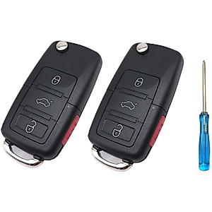 4 Buttons Folding Flip Replacement Key Fob Cover Case fit for VW Volkswagen Jetta Passat Golf Beetle Rabbit GTI CC EOS Keyless Entry Key Fob