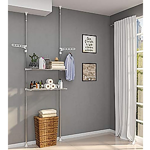 Skywin Over The Toilet Storage Shelf, Easy to Assemble Bathroom Storage, Height and Width Adjustable, Great Toilet Shelf Organizer, No Drill Required (White)