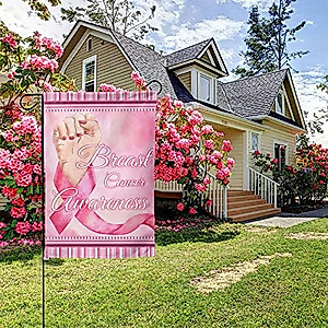 Pink Breast Cancer Garden Flag Hope Hope Faith Love Yard Flags 12 X 18inch Ribbon Flag Double Sides