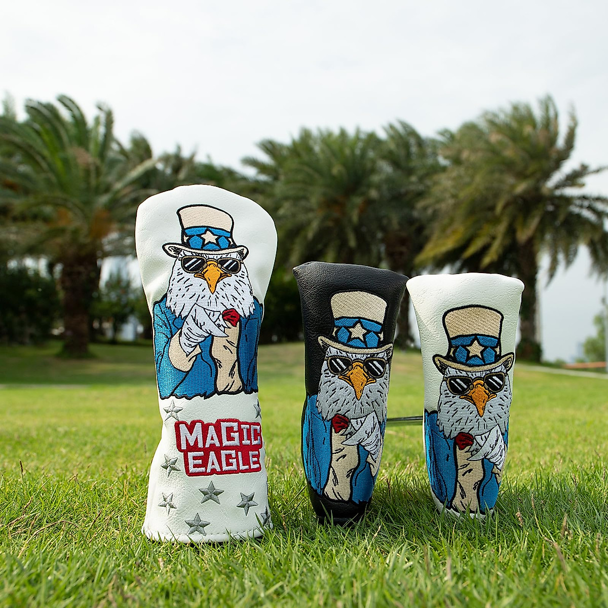 Golf Blade Putter Cover, USA Style Magic Eagle Elegant Embroidery Premium Leather Golf Blade Putter Headcover Putter Head Covers for Titleist Scotty Cameron Ping Taylormade Odyssey