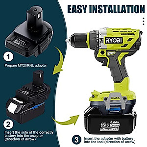 MT20RNL Adapter for Makita 18V Battery to for Roybi 18V Battery，Most Batteries for MAKITA:BL1860B / BL1860 / BL1850B / BL1850 / BL1840 / BL1830B / BL1830 / BL1820 / BL1815 etc.