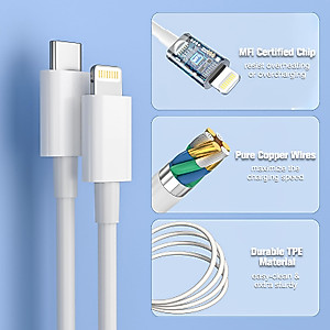 iPhone Charger [Apple MFi Certified] 20W PD USB C Charger Block with USB C Lightning Cable 6FT Compatible with iPhone 14/13/12/11/Pro/Pro Max/XS/Max/XR/, iPad, AirPods (2+2 Pack)