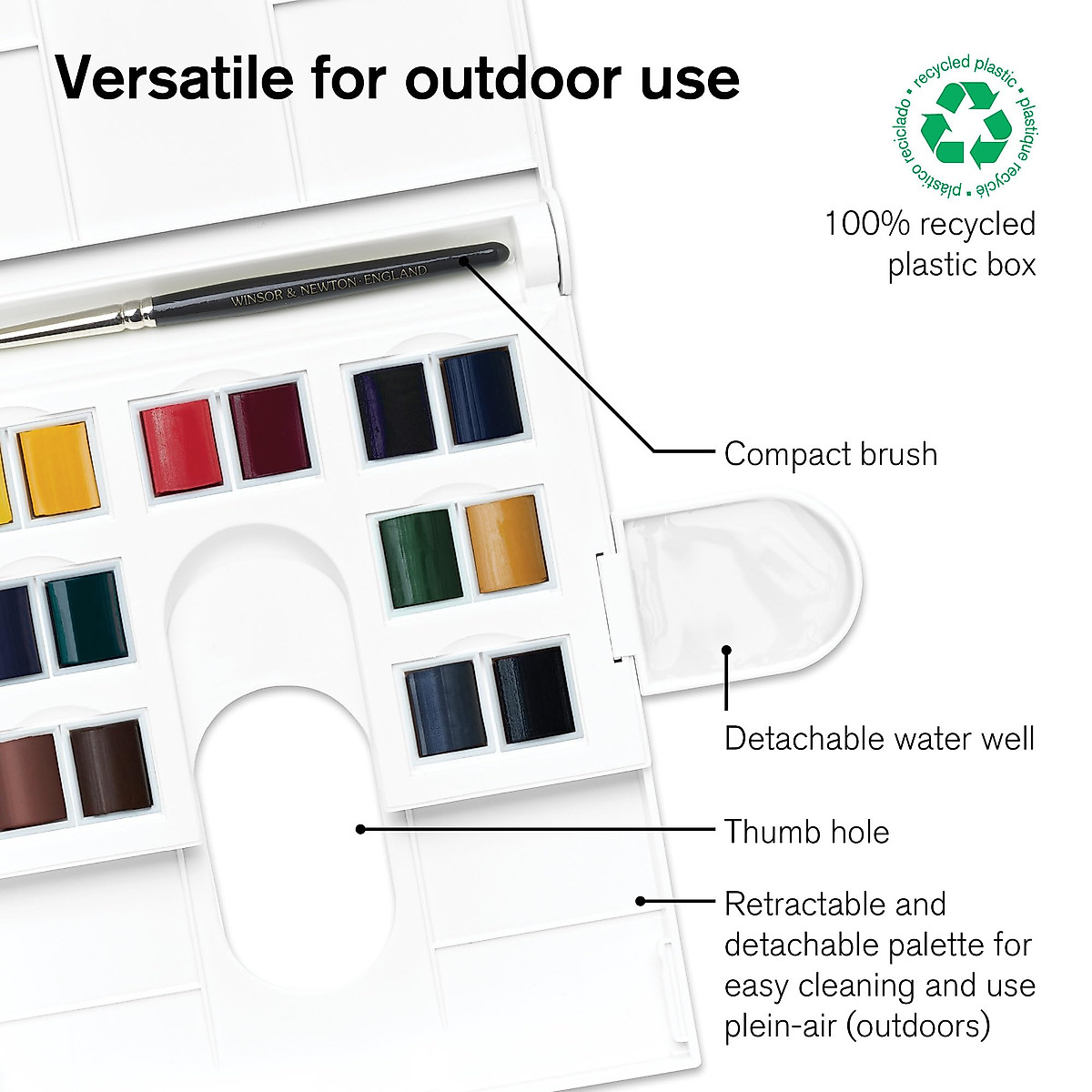 Winsor & Newton Professional Watercolor Paint Set, Lightweight Metal Box, 24 Half Pans