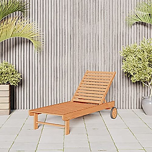 Amazonia Garopaba 1-Piece Poolside Chaise Lounger | Eucalyptus Wood | Ideal for Outdoors and Indoors, 72Lx26Wx38H