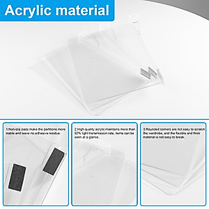 DEYOKAT 8 Pack Acrylic Clear Closet Shelf Divider, Shelf Dividers for Wooden Shelving, Closet Dividers Bag Divider Multi-Purpose Shelf Separators for Closet, Bookshelf, Kitchen and Office (11” x 8”)