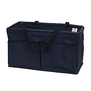 Household Essentials Blue Krush Canvas Utility Tote with Pockets | Reusable Grocery Bag Black Trim