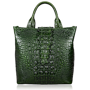 PIJUSHI Designer Top Handle Satchel Handbags for Women Crocodile Handbag and Purse Leather Tote Bags (6061 Green)