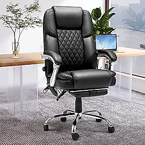 HOMREST Executive Office Chair, Ergonomic Office Chair with Adjustable Lumbar Back Support,Big and Tall Office Chair with Massage and Heat,Home Office Desk Chair,Black