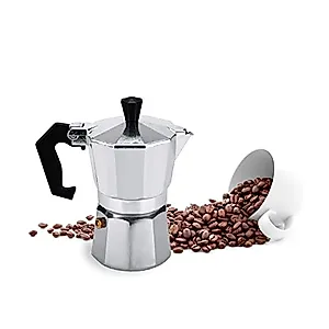 Iconic Stovetop Espresso Maker,Espresso and Coffee Maker, Makes Real Italian Coffee,Moka Pot for Classic Italian and Cuban Café Brewing,Moka Pot 2 Cup,Silver