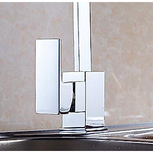 TSHH Square Kitchen Sink Faucet Single Handle One Hole Mixer Tap Kitchen Bath Faucet,Polished Chrome,FC1027
