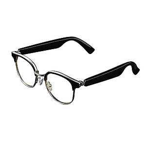 Smart Music Call Glasses Waterproof and Dustproof Anti -Blue Light Navigation Intelligent Voice Siri Awakening Sunglasses Metal Frame Personalized Headset Rose Gold (Bluck Gold-Anti -Blue Light)