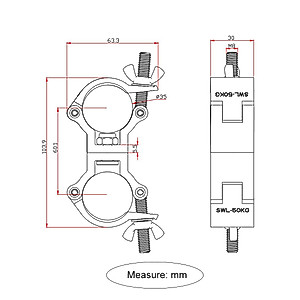 DJ Truss Swivel Coupler Clamp Fit Pipe 32-35mm F24 Heavy Duty Aluminum Alloy 110 LBs for Stage Lighting