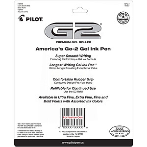 Pilot, G2 Premium Gel Roller Pens, Bold Point 1 mm, Pack of 8, Black and Blue