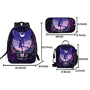 Giuda Anime Backpack Set Cartoon School Bags Cosplay Trip Bag (Backpack,Lunch Box Pencil Case 3 In 1)