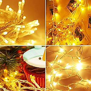 EXF 2-Pack Connectable Christmas Lights, Total 240LED Waterproof Clear Wire String Lights Indoor/Outdoor, 8 Modes Twinkle Lights for Room, Garden, Xmas Tree Decorations (Warm White)