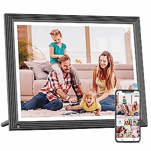 Digital Picture Frame 15 inch - FULLJA Large WiFi Smart Photo Frame with HD Wide Angle, Remote Control, 32GB Memory, Wall Mountable, Easy to Share Photos or Videos via App/Email, Gift for Family
