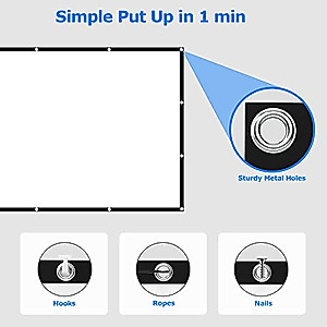 YOWHICK Projection Screen 120 inch, 16:9 Foldable Anti-Crease Portable Projector Movies Screens for Home Theater Outdoor Indoor Support Double Sided Projection, Washable