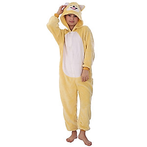 WOYASIM Flannel Costume Onesie Kids Halloween Easter Animal Cosplay for Girls Boys One Piece Shiba Inu XL