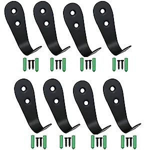 Wall Hooks CHENJIN 8Sets Heavy Duty Black Stainless Steel Coat Hooks Garage, Luggage Key Hook Single Hook