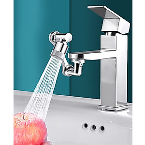 1080°+360° Kitchen Bathroom Swivel Faucet Extension,3 Different Threads of 20/22/24mm,2 Water Outlet Modes,Universal Large-Angle Splash Filter Faucet