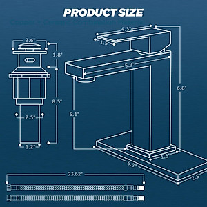 FORIOUS Matte Black Bathroom Faucets, One Hole Bathroom Faucet with with Pop-up Drain, Single Handle Bathroom Sink Faucet Stainless Steel, Vanity Bathroom Faucet Suitable for 1 Hole or 3 Hole