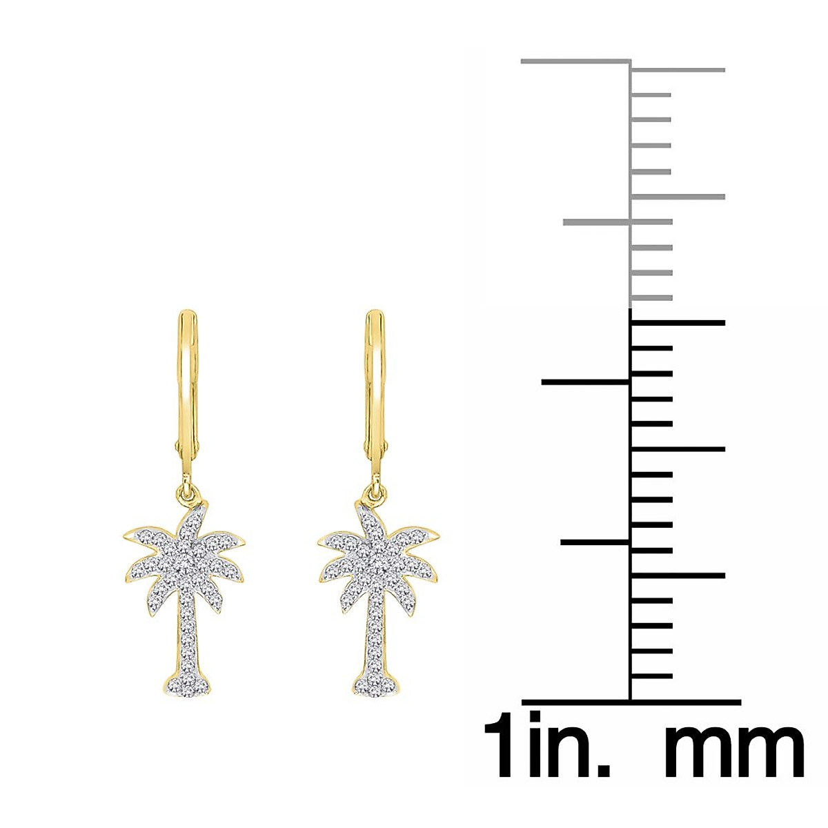 KATARINA Lever Back Diamond Palm Tree Earrings in 14K Yellow Gold (1/3 cttw, G-H, I2-I3)