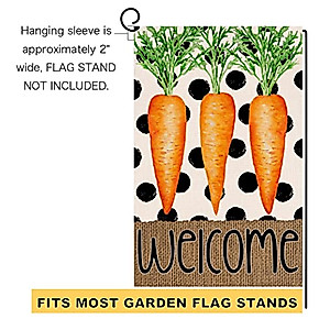 Easter Carrot Garden Flag 12x18 Vertical Double Sided Polka Dot Welcome Spring Farmhouse Holiday Outside Decorations Burlap Yard Flag BW267