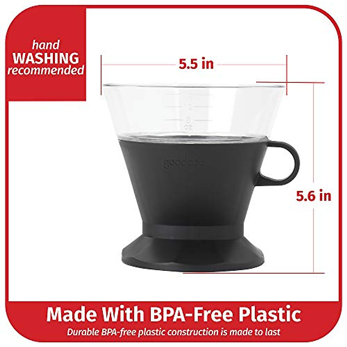 Goodcook Koffe BPA-Free Plastic Auto-Drip Pour Over Coffee Maker with #2 Paper Filters