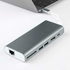 Type-C to HDMI Gigabit LAN Docking Station Converter 4K USB Readable SD Card，USB C Hub 6 in 1 Type C Adapter Compatiable for MacBook and Windows (Black)