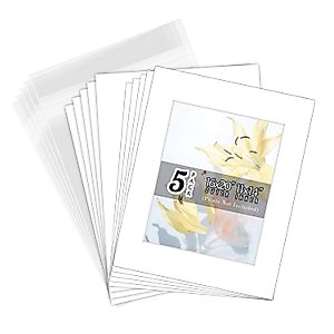 Golden State Art, White Pre-Cut 16x20 Picture Mat for 11x14 Photo with White Core Bevel Cut Mattes Sets. Includes High Premier Acid Free Mats & Backing Board & Clear Bags (5 Kit)