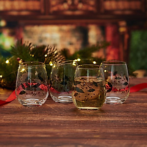 Pfaltzgraff Winterberry Goblets, 20oz Stemless Wine, Multicolor