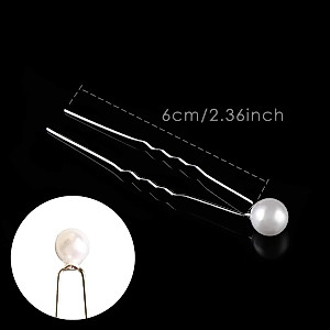 KINGMAS 50 Pack Wedding Pearl Hair Pins, Bridal Hair Pins U Shape Hair Accessories Barrette for Bride Bridesmaid Women Girls (White)