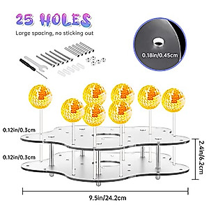 NiHome Acrylic Cake Pop Display Stand, 25 Holes Acrylic Holder Display Stand for Dessert Table Cupcakes Lollipops Candy Weddings Baby Showers Birthday Parties Anniversaries Halloween (Frosted)