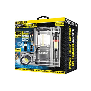 ZeroDark Flashlights Headlamp Lantern 3-Piece Set, Flashlight + Head Lamp + Camping Lantern Battery Powered LED High Lumens Camping Lights flashlights for Emergencies