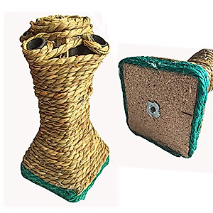 Hamiledyi Pet Bunny Fun Tree Rabbit Chew Toy Rattan Grass Scratcher Climbing Tree Play Carrot Toy for Small Animal