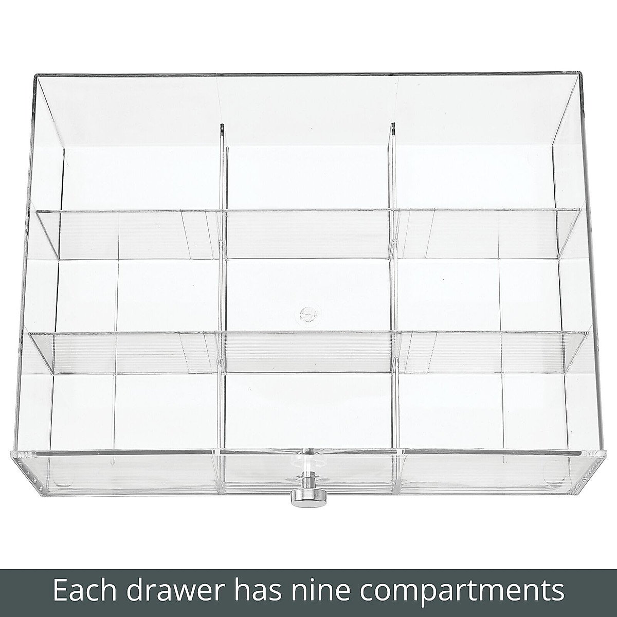 mDesign Plastic Tea Bag Caddy Box Storage Container Organizer Holder with 3 Drawers - for Kitchen Pantry, Cabinet, Countertop - Holds Coffee, Sugar Packets, Drink Pods - Clear