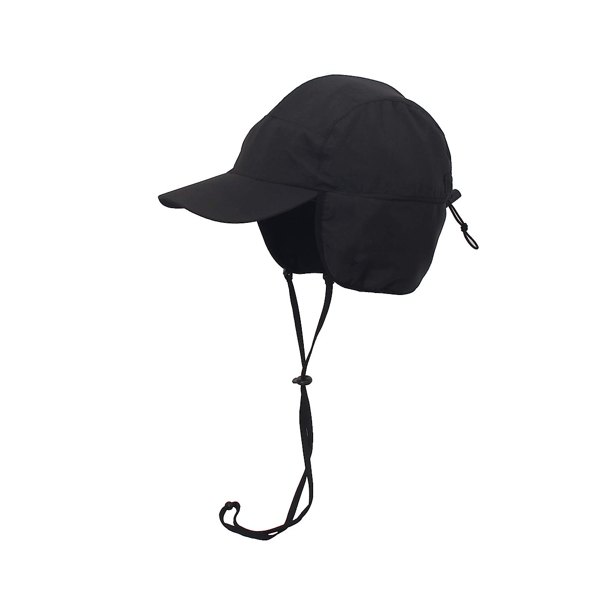 Winter Baseball Earflap Cap with Detachable Windproof Strap Fleece Inside Cap Water Repellency Outdoor Cap Adult (Black)