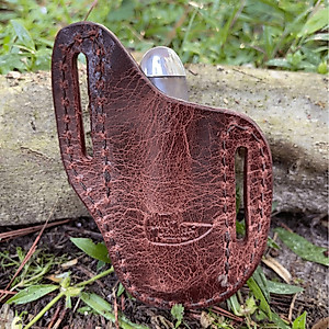 Coast Leathers, Leather Knife Sheath, Trapper Knife Sheath, Slanted Pancake Sheath, Belt Sheath, Leather Holster (Distressed Brown)